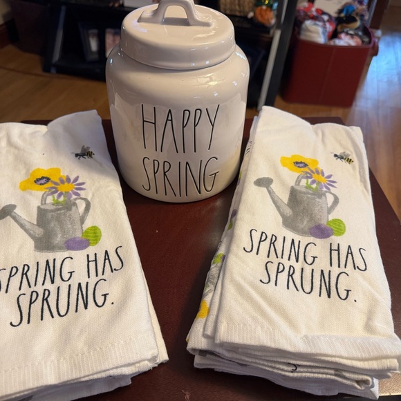 Rae Dunn | Kitchen | Happy Spring Canister And Tea Towels Set | Poshmark